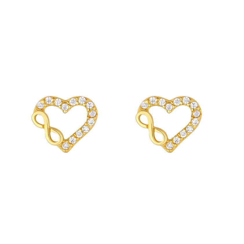 9ct Gold Infinity in Heart Stud Earrings | Children Jewellery Online ...